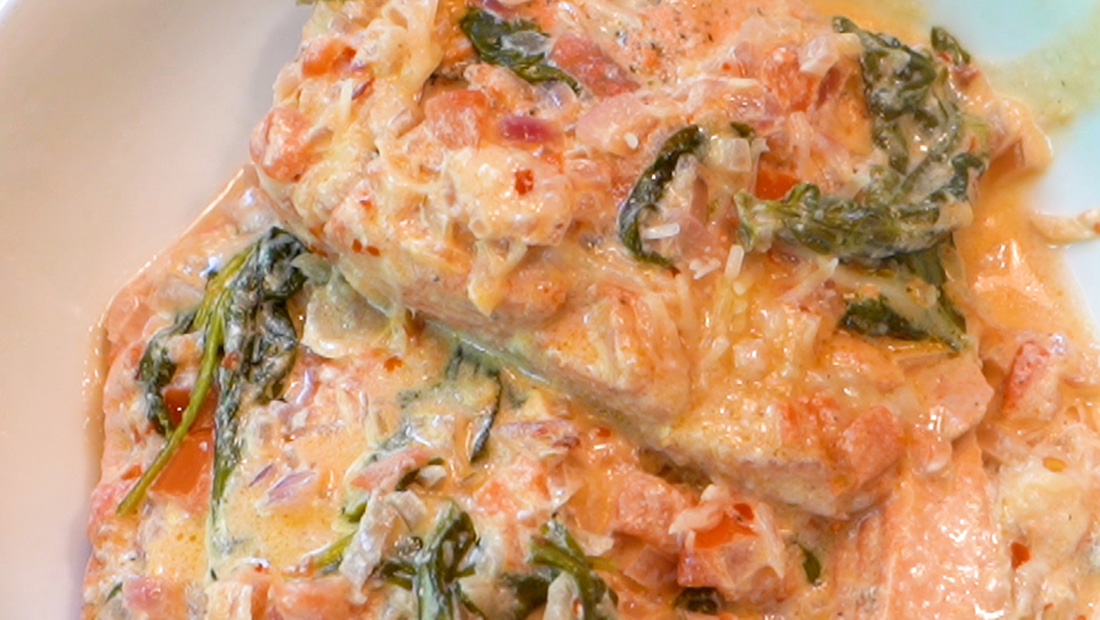 Creamy Tuscan Salmon Recipe | Italian Salmon -Spoorthycuisine.com